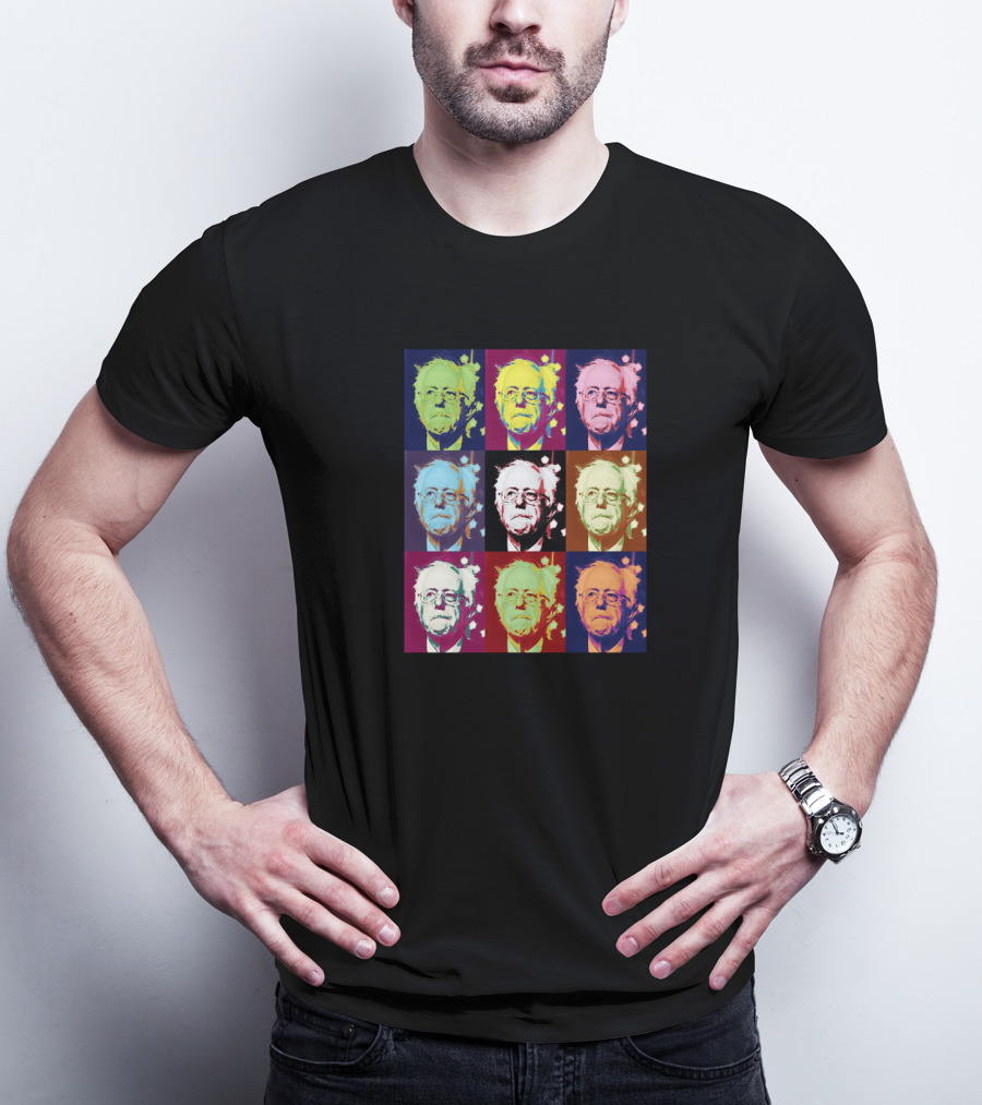 Bernie Superstar Pop Art Style Multicolor Faces T-Shirt