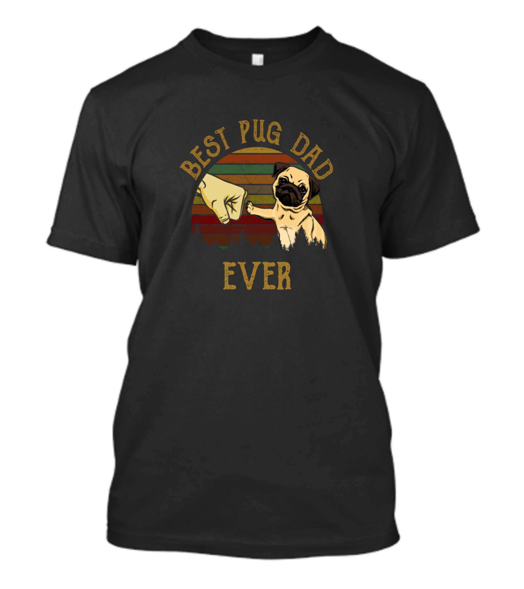 Best Pug Dad Ever Vintage Fist Bump Pug Lover T-Shirt