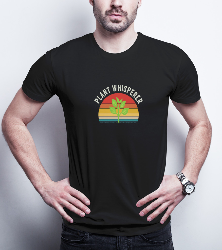 Plant Whisperer Retro Sunburst Leaf T-Shirt