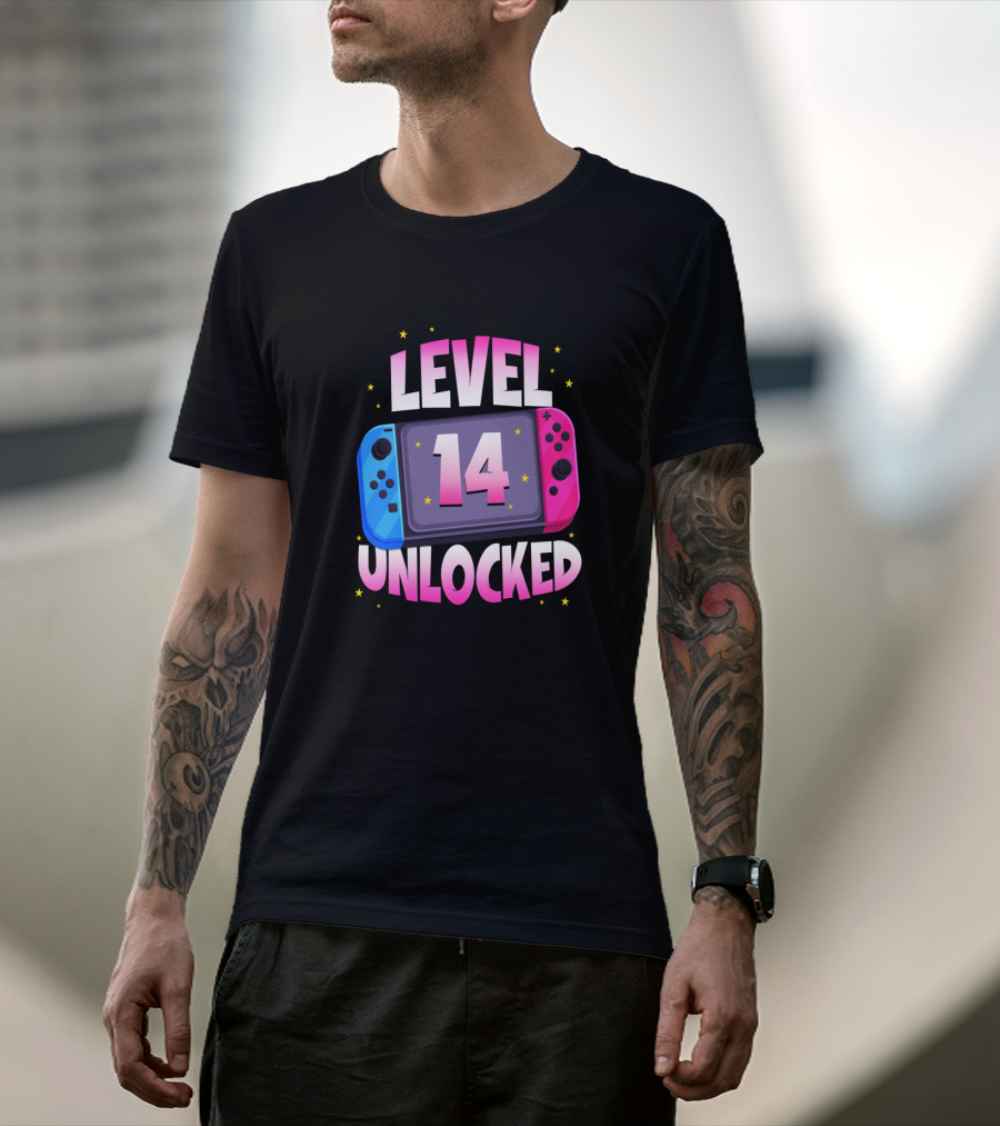 Level 14 Unlocked Birthday Girl 14 Years Old Video Games Console T-Shirt
