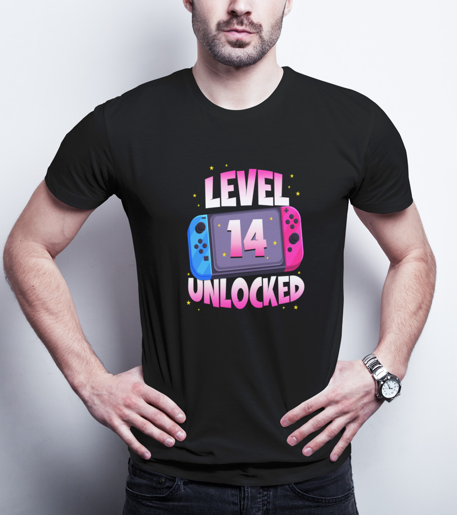 Level 14 Unlocked Birthday Girl 14 Years Old Video Games Console T-Shirt