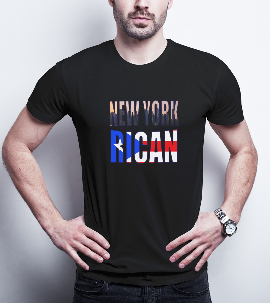 New York Rican Puerto Rico Heritage Flag Skyline T-Shirt