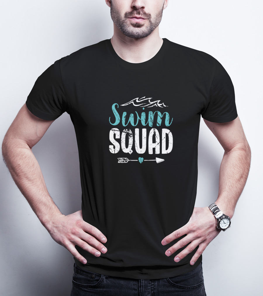 Swim Squad Perfect For Swim Team Athletes Who Race Ocean Waves Arrow Heart T-Shirt