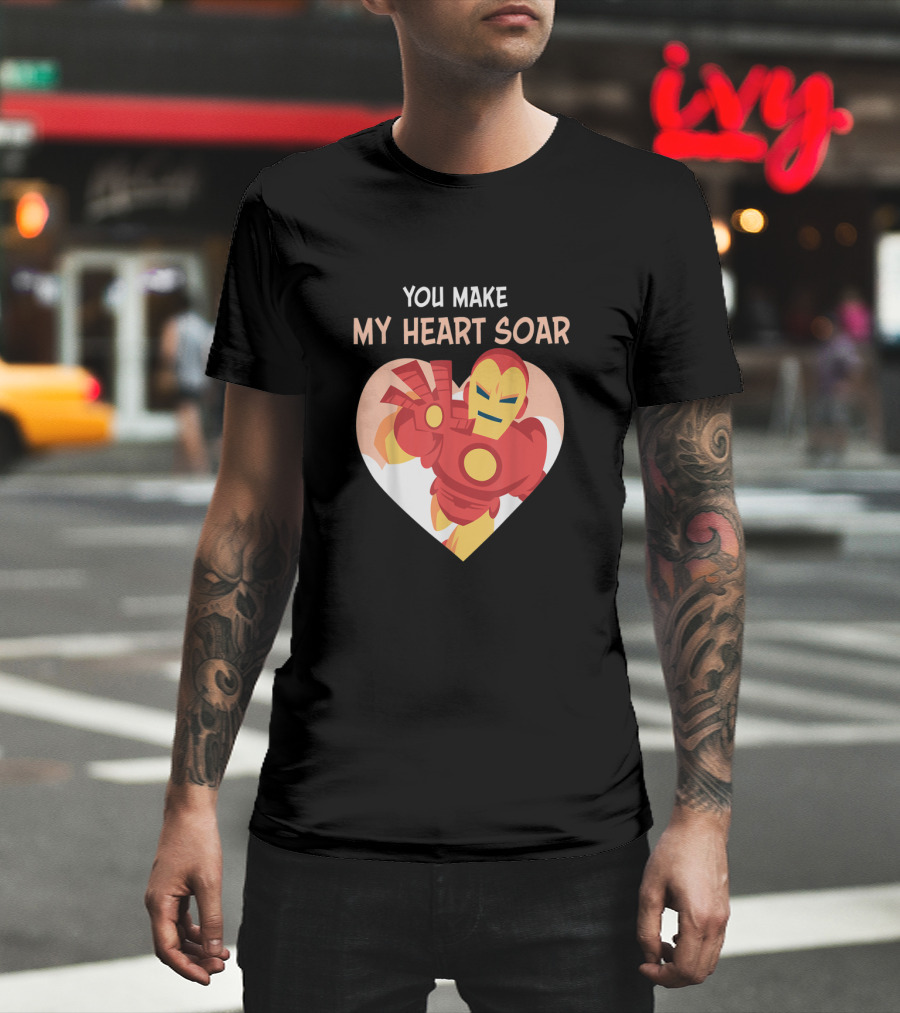 Iron Man You Make My Heart Soar Marvel Hero In Heart Shape T-Shirt