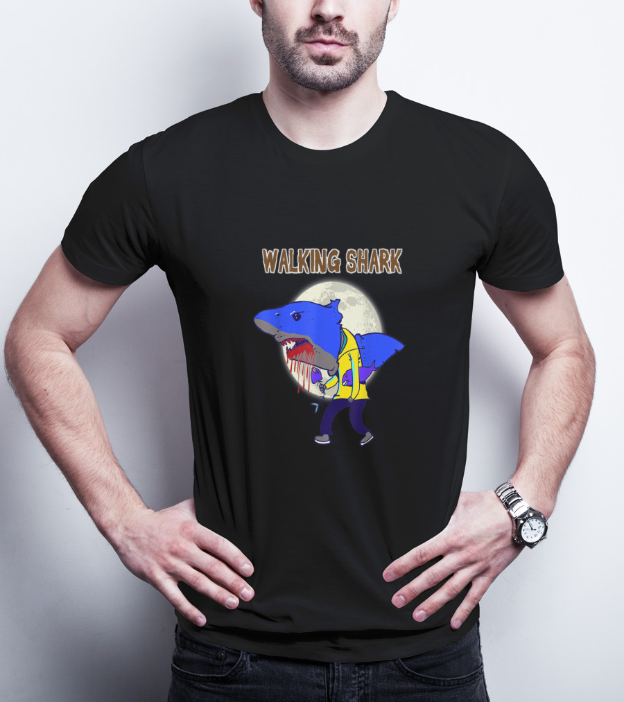 Walking Shark Zombie Bloody Dead T-Shirt