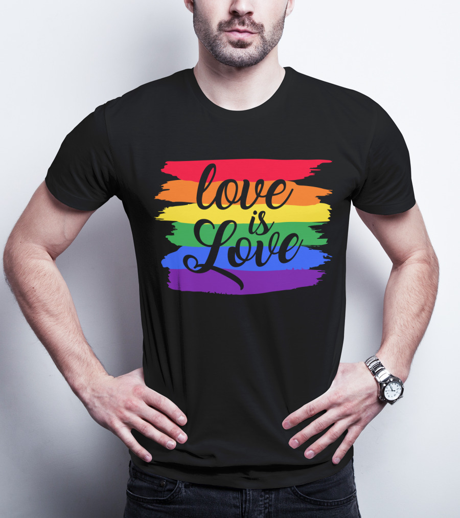 Love Is Love Rainbow Flag Colorful Pride T-Shirt