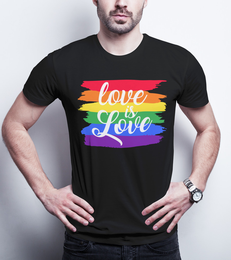 Love Is Love Rainbow Stripes Pride Flag T-Shirt