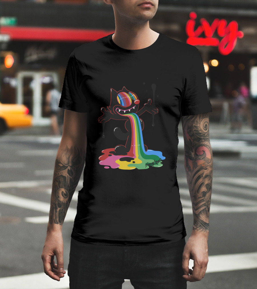 Felix The Cat Rainbow Splatter Art By Zed1 T-Shirt