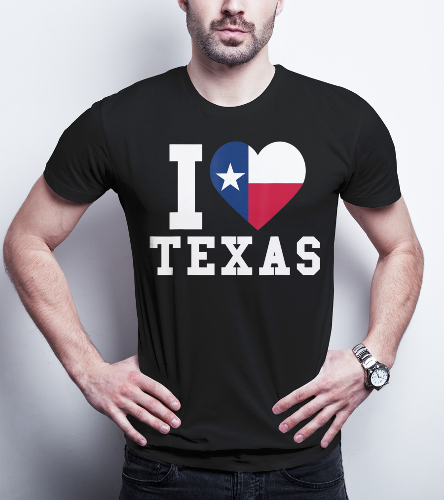 I Love Texas Heart Lone Star Flag T-Shirt