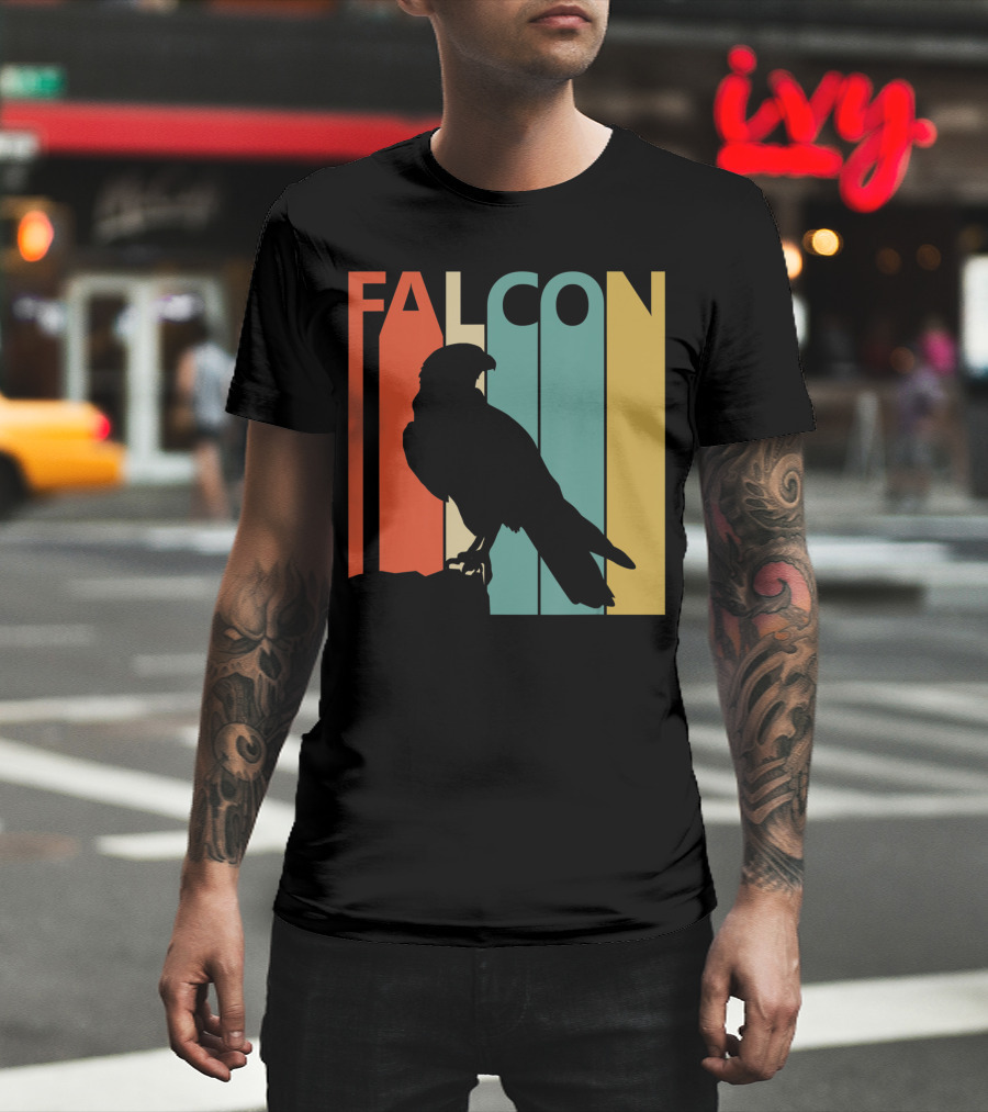 FALCON Safari Zoo Animal Silhouette Retro Stripes T-Shirt