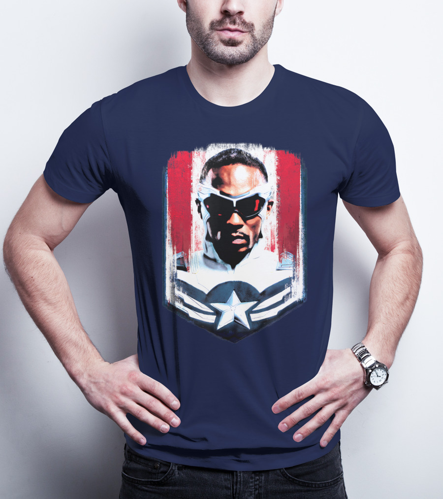 Marvel Captain America Sam Wilson Falcon Soldier Iconic Shield T-Shirt
