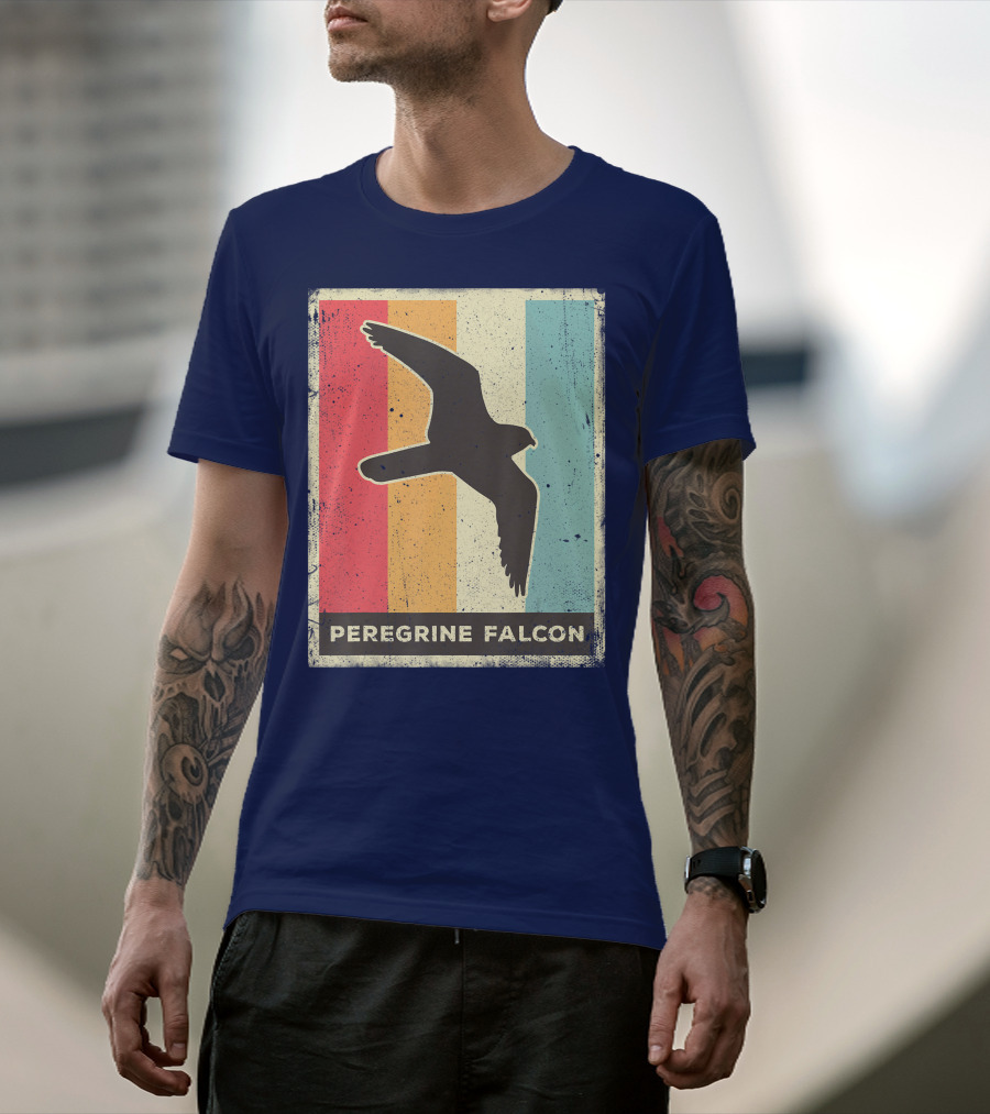 Peregrine Falcon Lover Vintage Animal Retro Stripes T-Shirt