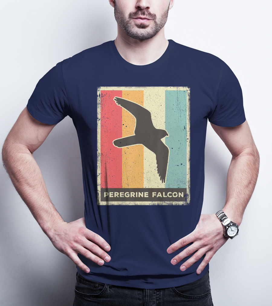 Peregrine Falcon Lover Vintage Animal Retro Stripes T-Shirt