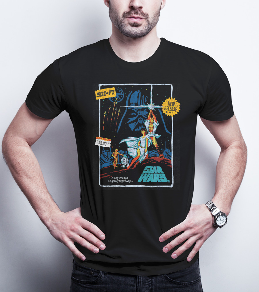 Star Wars Episode Four Luke Skywalker New Release $3.99 Vintage Sci-Fi VHS Cover T-Shirt