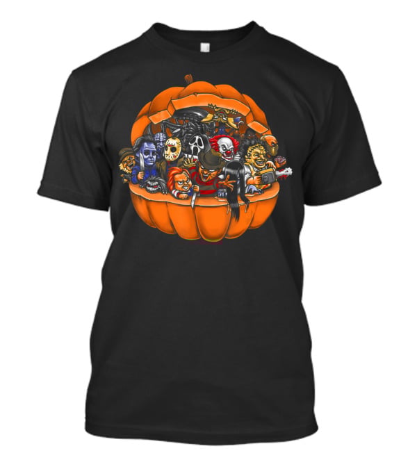 Funny Horror Movie Clown Skeleton Halloween Pumpkin Characters T-Shirt