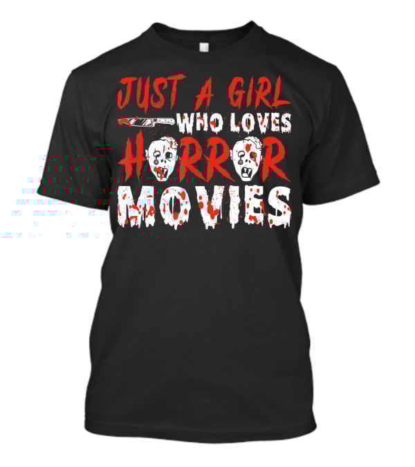 Just A Girl Who Loves Horror Movies Knife Mask Halloween T-Shirt