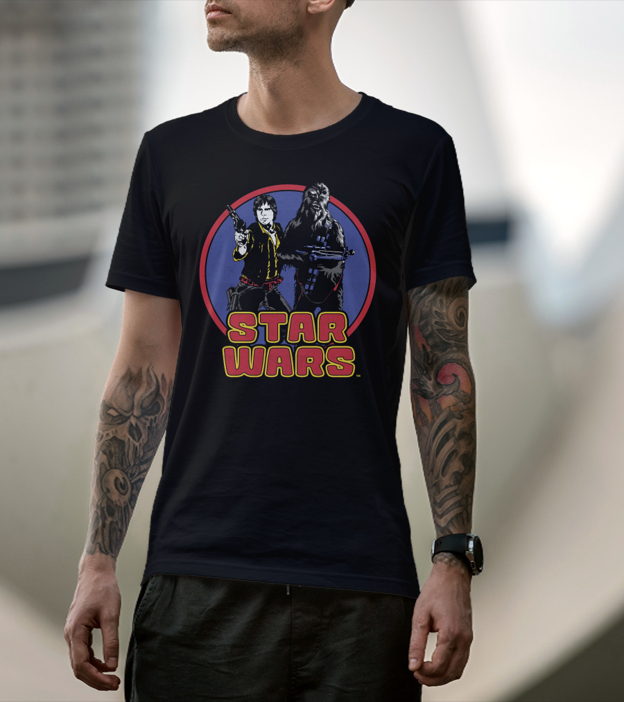 Star Wars Han Solo Chewbacca Retro Circle T-Shirt