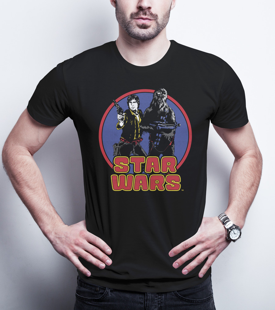 Star Wars Han Solo Chewbacca Retro Circle T-Shirt