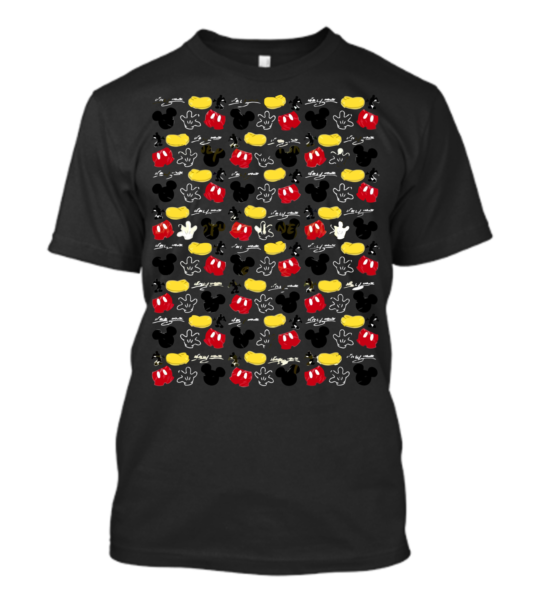 Mickey Mouse Iconic Logos Red Yellow Black T-Shirt