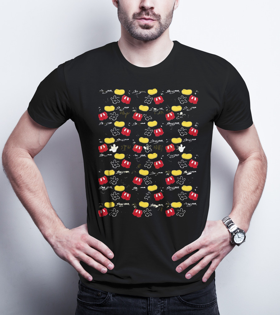 Mickey Mouse Iconic Logos Red Yellow Black T-Shirt