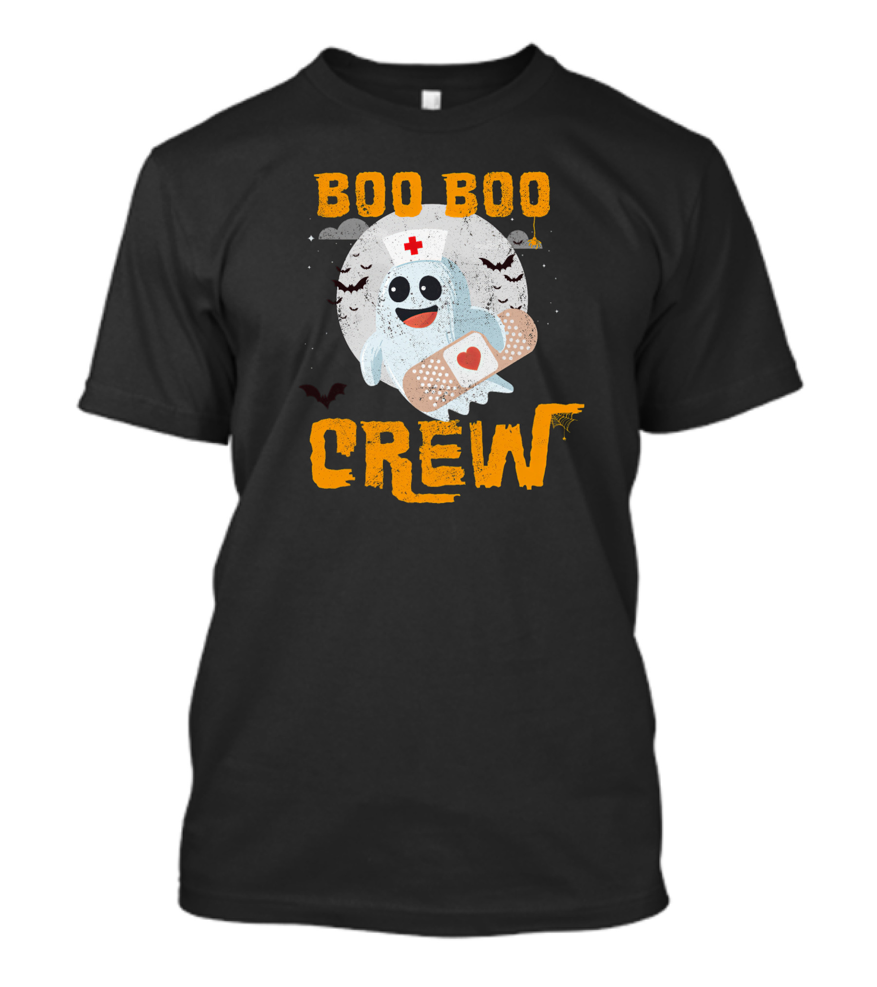 Boo Boo Crew Nurse Ghost With Bandage And Bats Moon Halloween T-Shirt