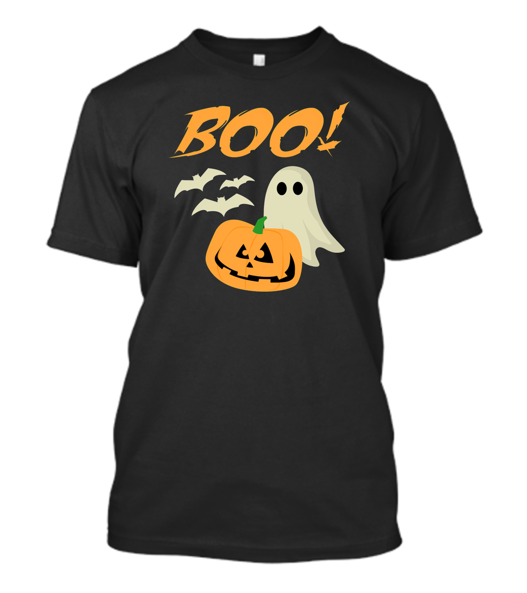 Boo Halloween Ghost Bats Jack O Lantern Spooky Scene T-Shirt