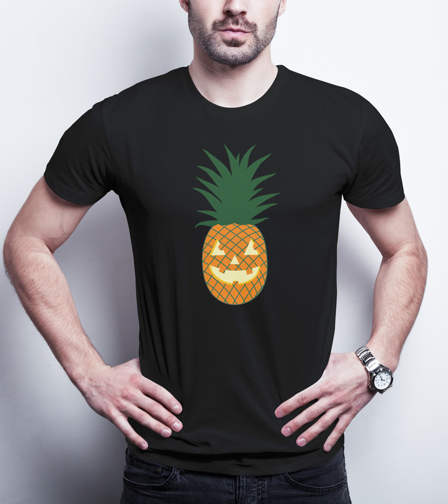 Carved Pineapple Jack-o'-Lantern Halloween Hawaiian T-Shirt