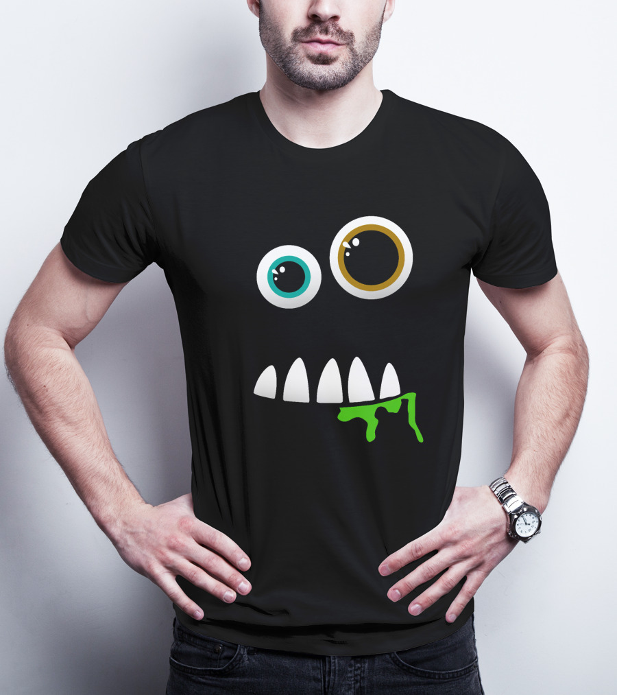 Funny Monster Face With Goofy Eyes And Drooling Green Slime T-Shirt
