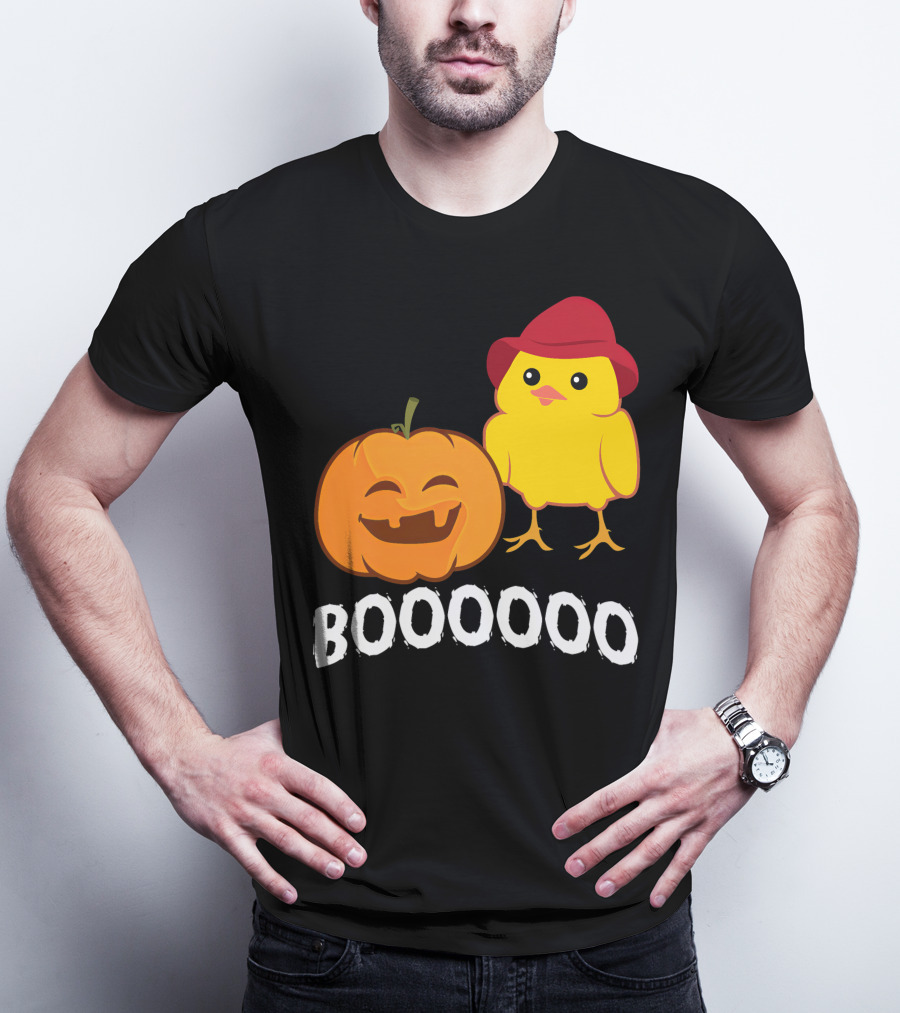 BOOOOO Halloween Funny Pumpkin And Chicken T-Shirt