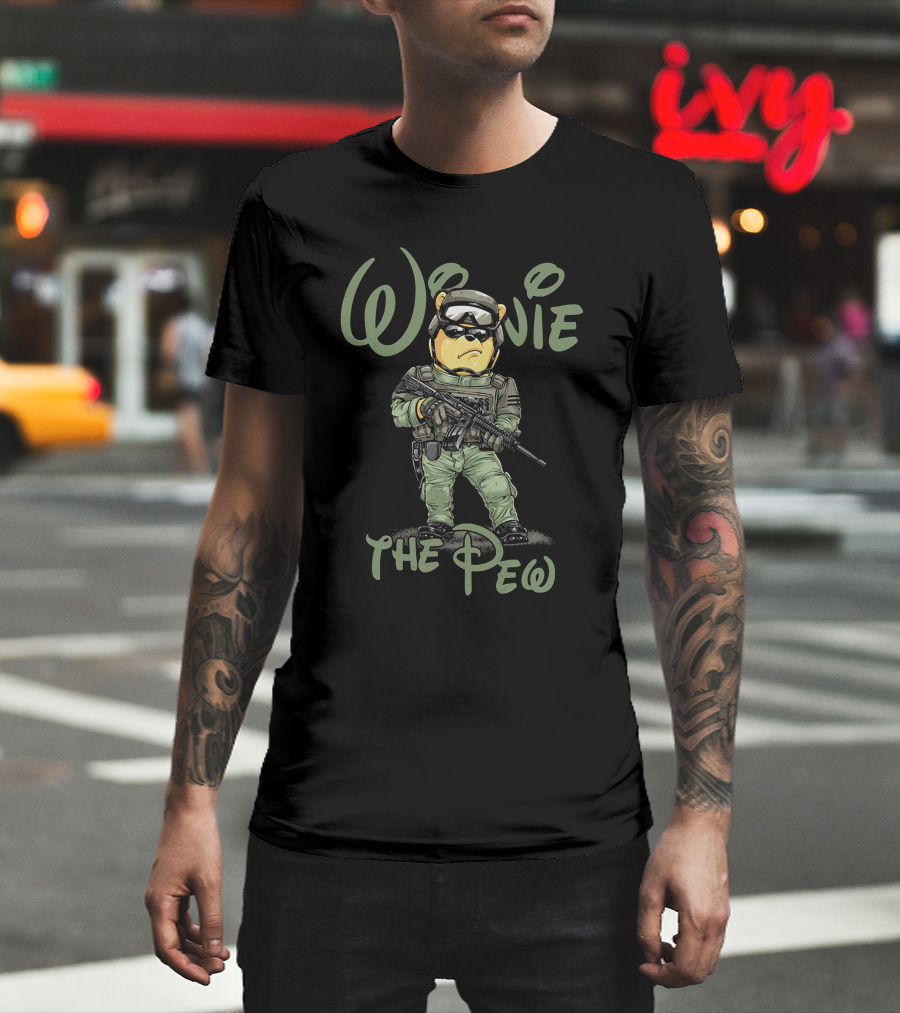 Winnie The Pew Tactical Bear With Sunglasses And Rifle T-Shirt