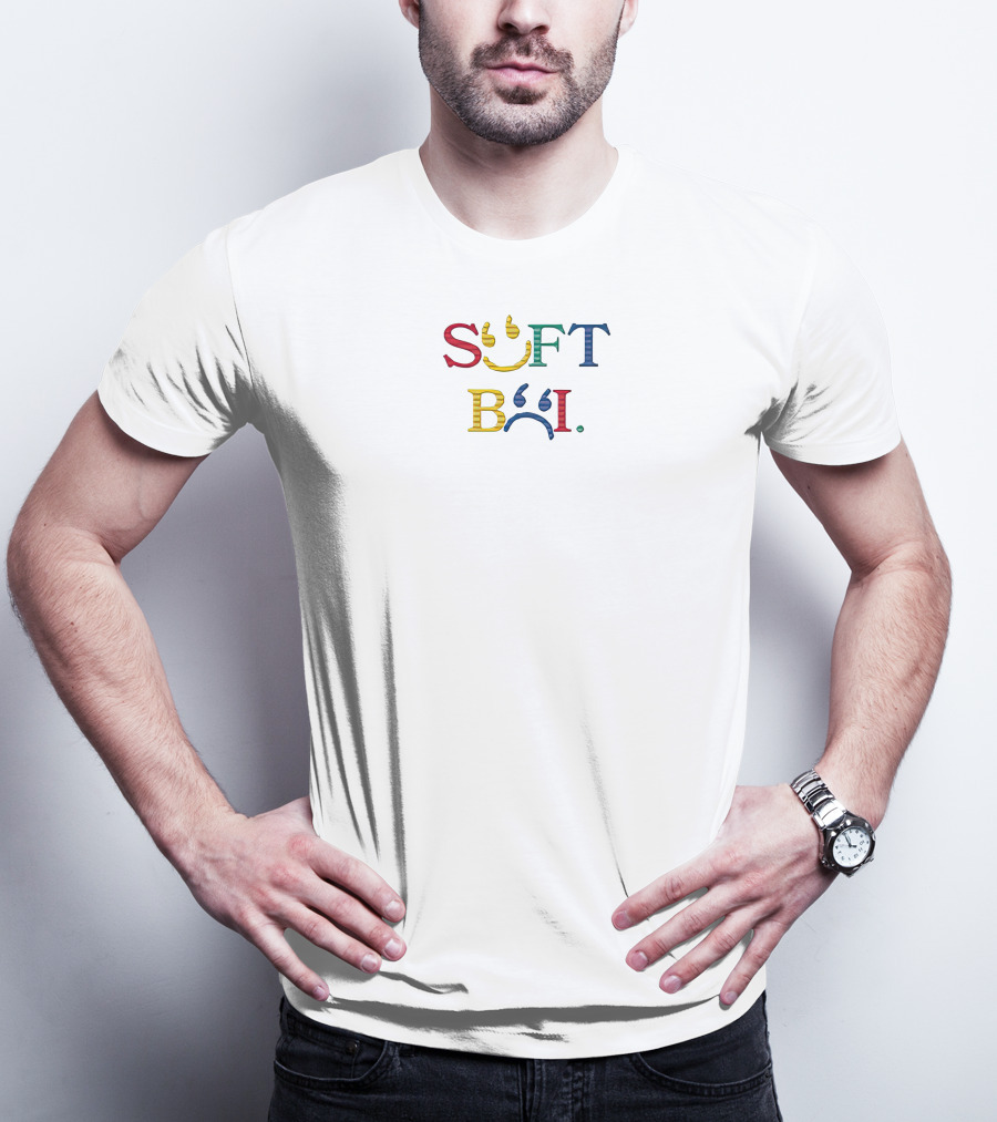 SOFT BOI Colorful Smiley Font T-Shirt