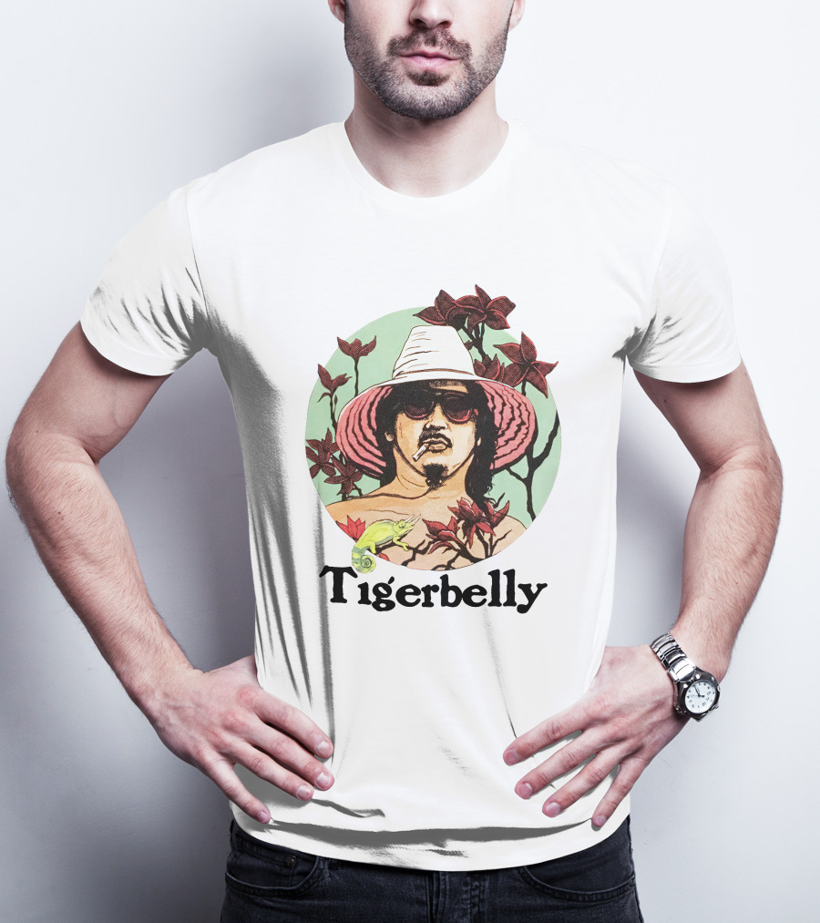 Tigerbelly Tropical Hat Person Surrounded By Flowers And Lizard T-Shirt