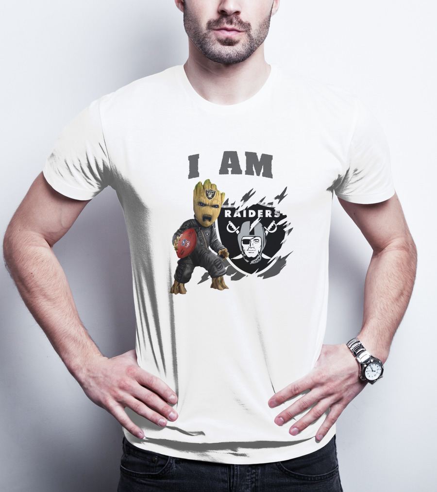 I Am Groot Raiders Football Character With Las Vegas Raiders T-Shirt