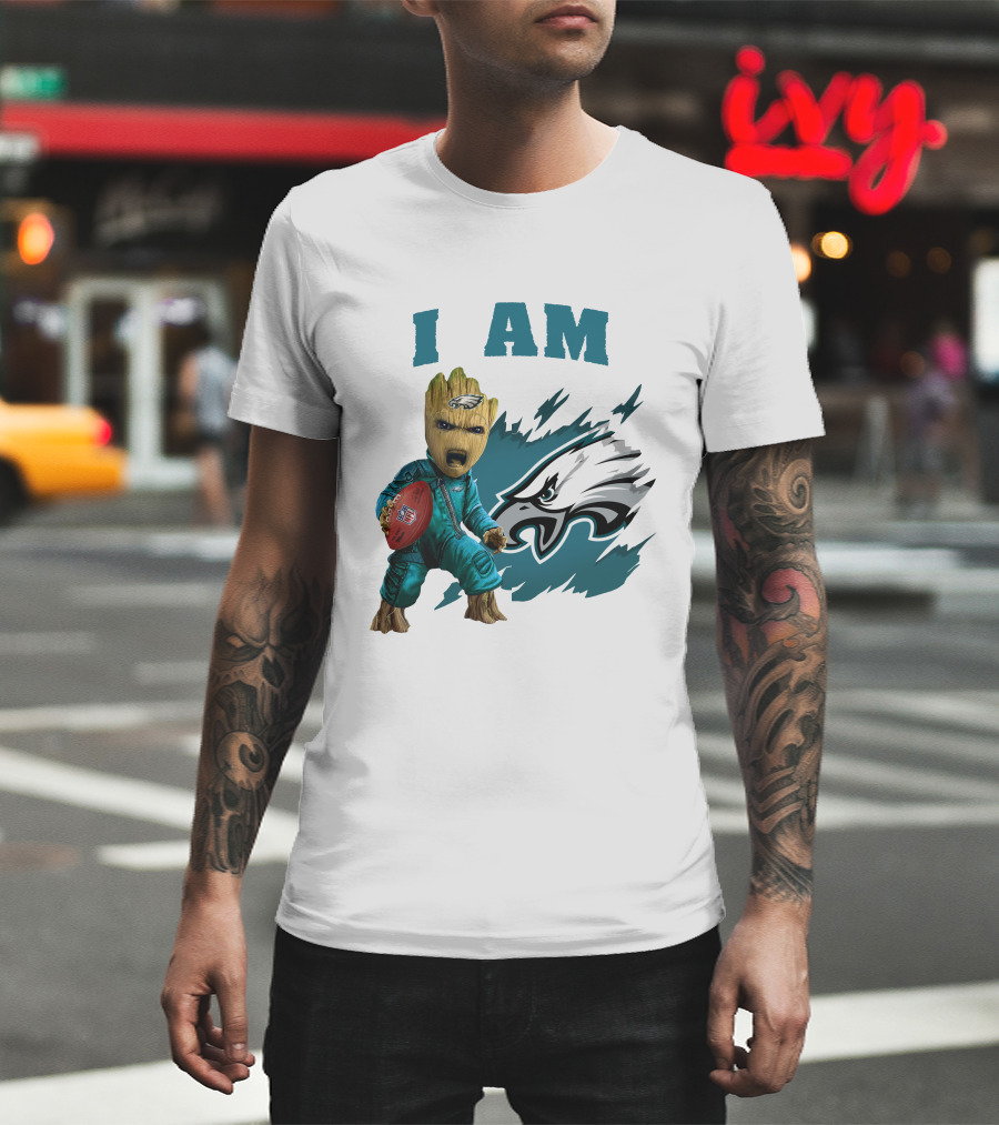 I Am Groot Philadelphia Eagles Football Marvel Crossover T-Shirt