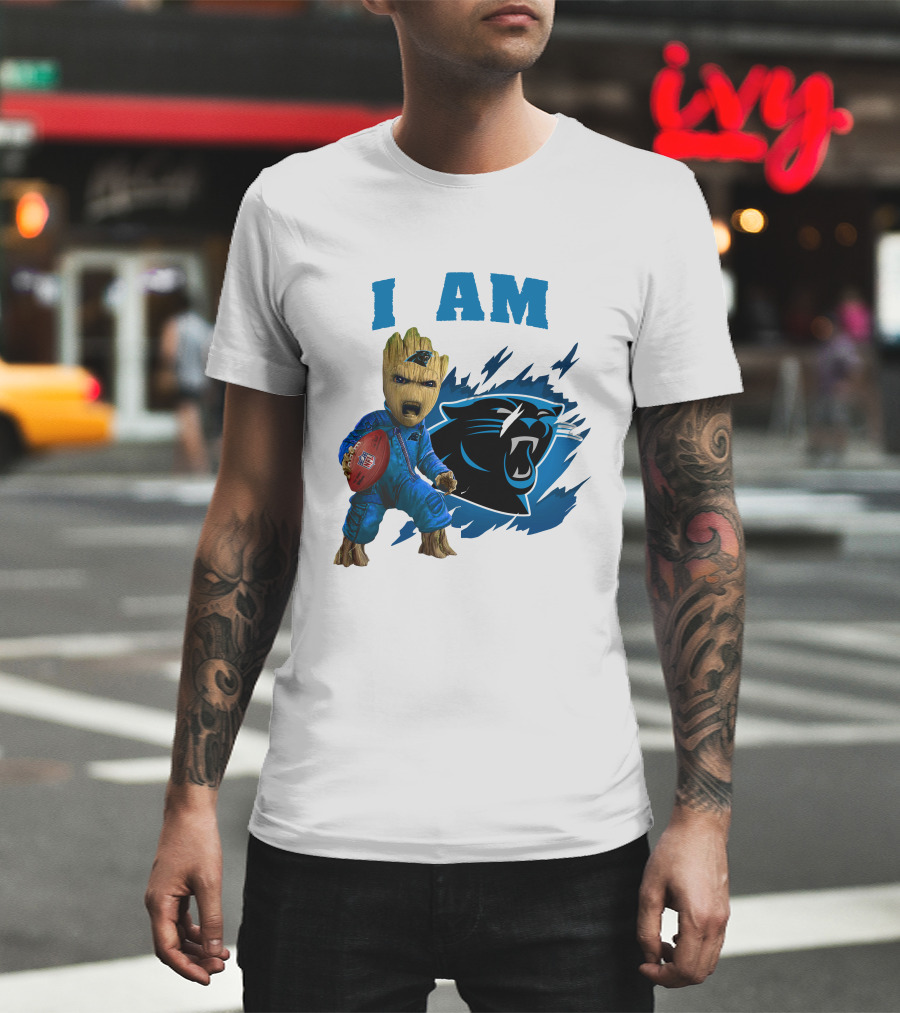 I Am Groot Carolina Panthers NFL Football Groot With Panthers T-Shirt