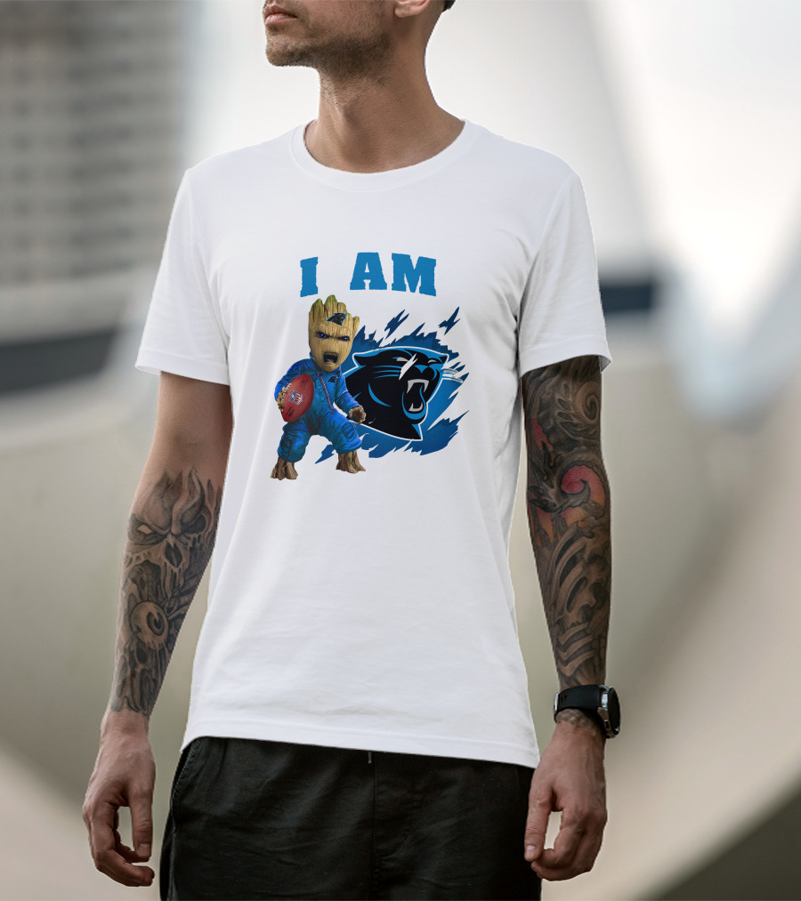 I Am Groot Carolina Panthers NFL Football Groot With Panthers T-Shirt