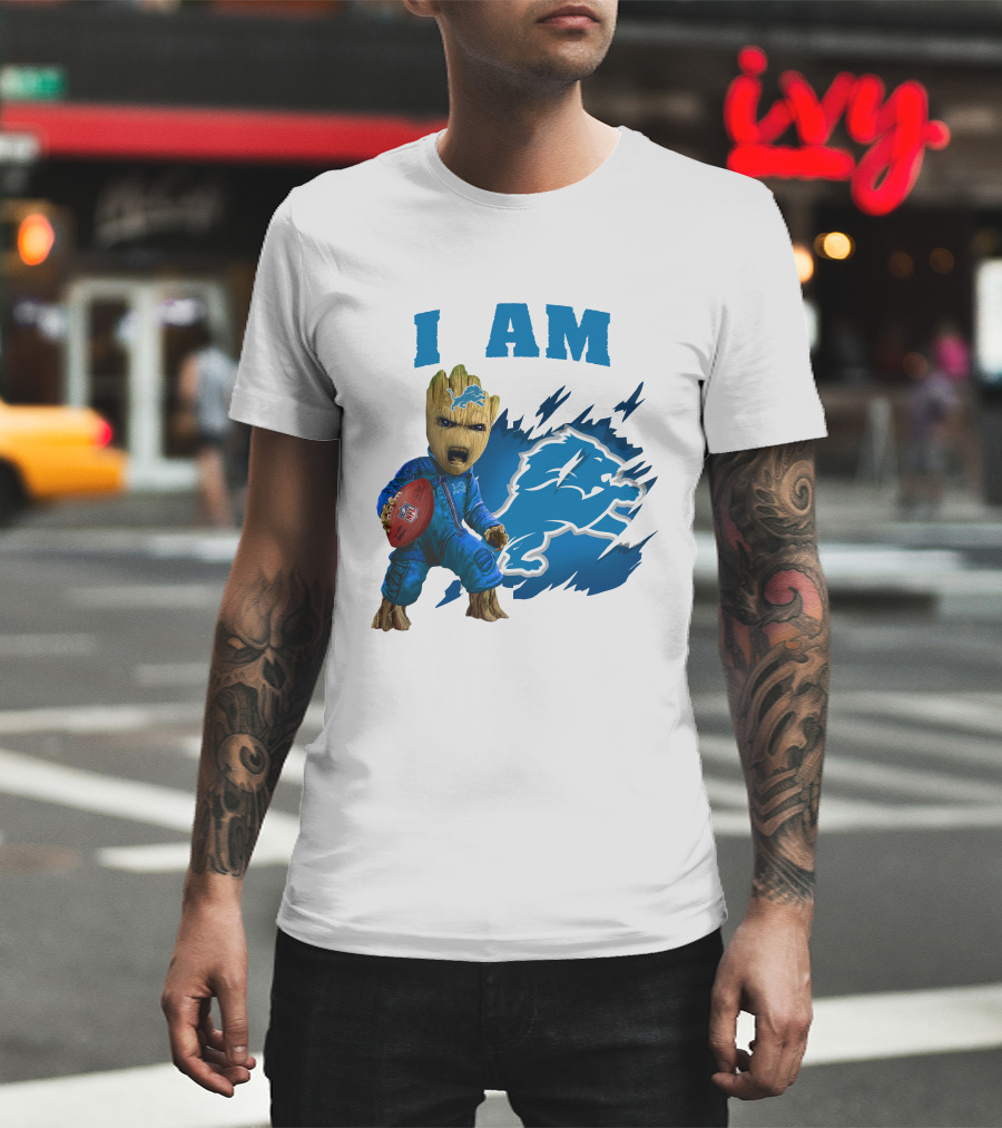 I Am Groot Detroit Lions Football Fan Mashup T-Shirt