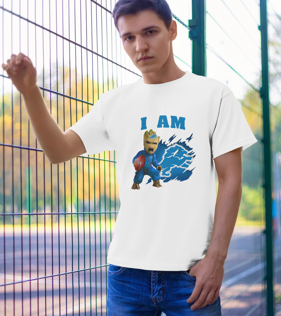 I Am Groot Detroit Lions Football Fan Mashup T-Shirt