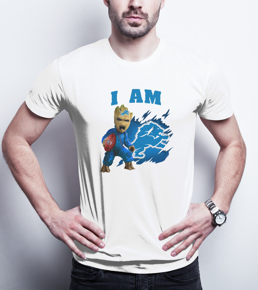 I Am Groot Detroit Lions Football Fan Mashup T-Shirt