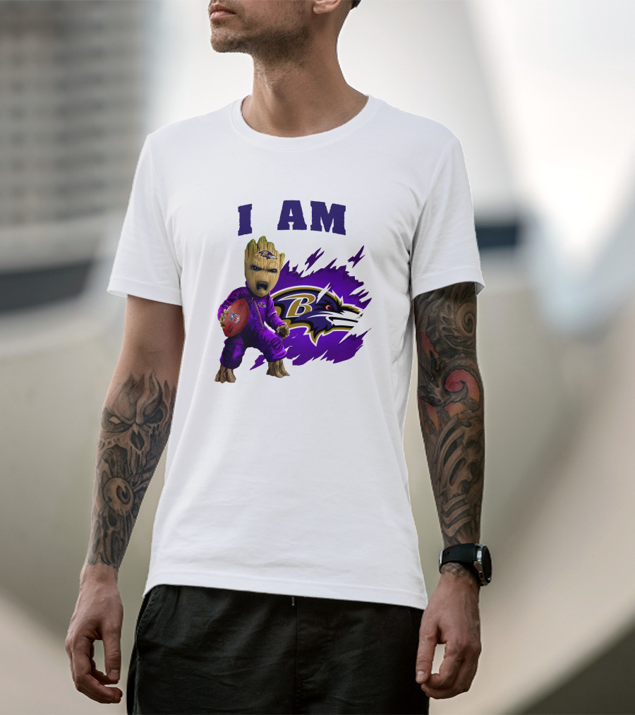 I Am Groot Baltimore Ravens Football Fan T-Shirt
