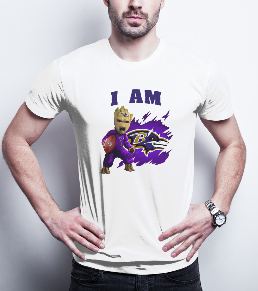 I Am Groot Baltimore Ravens Football Fan T-Shirt