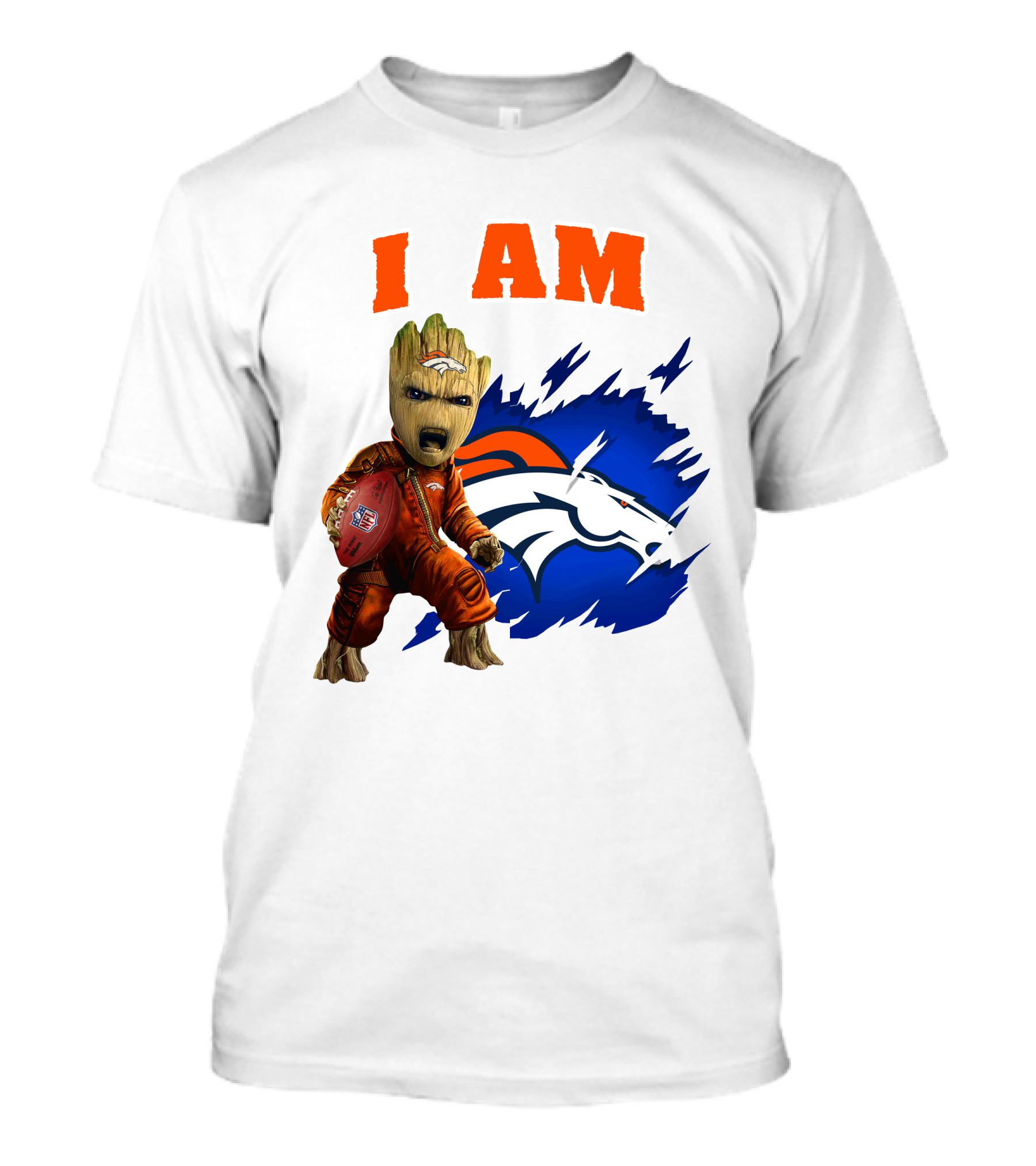 I Am Groot Denver Broncos Football Fan Character T-Shirt