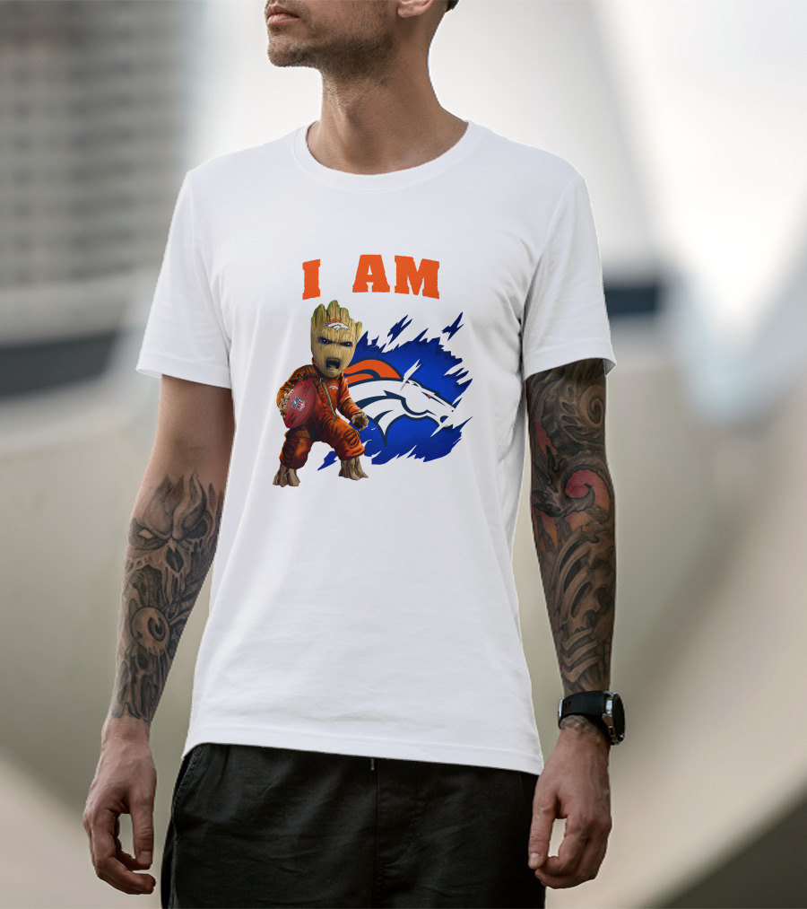 I Am Groot Denver Broncos Football Fan Character T-Shirt