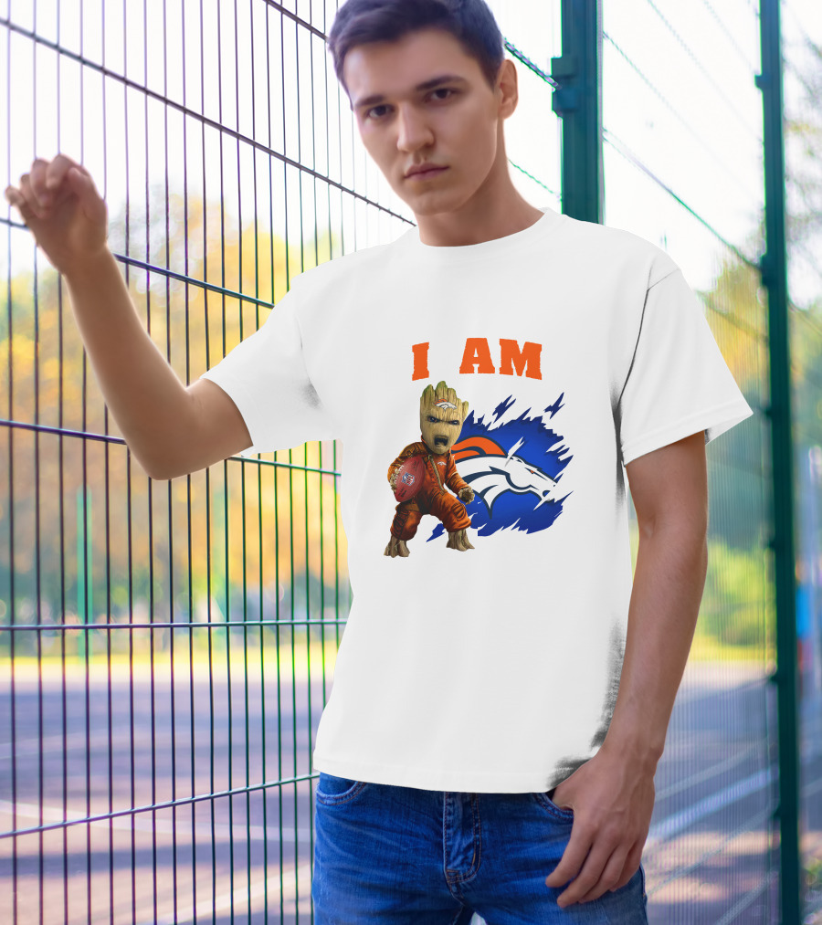 I Am Groot Denver Broncos Football Fan Character T-Shirt