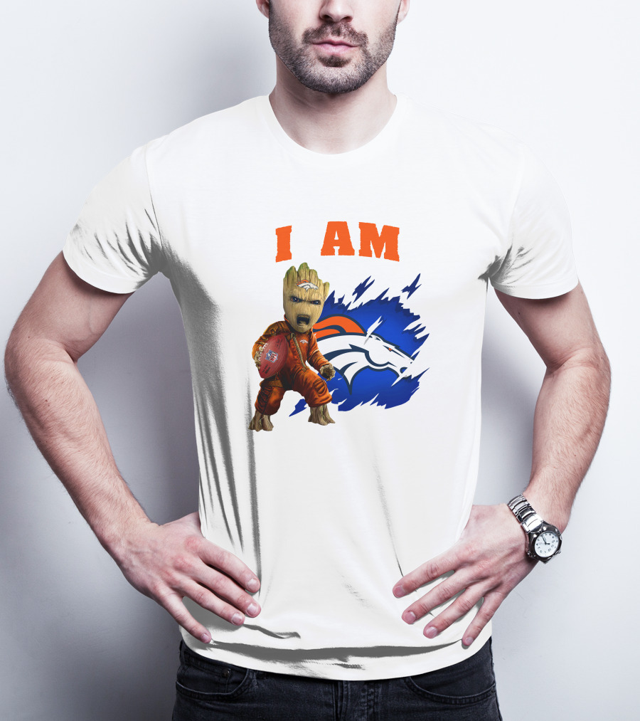 I Am Groot Denver Broncos Football Fan Character T-Shirt