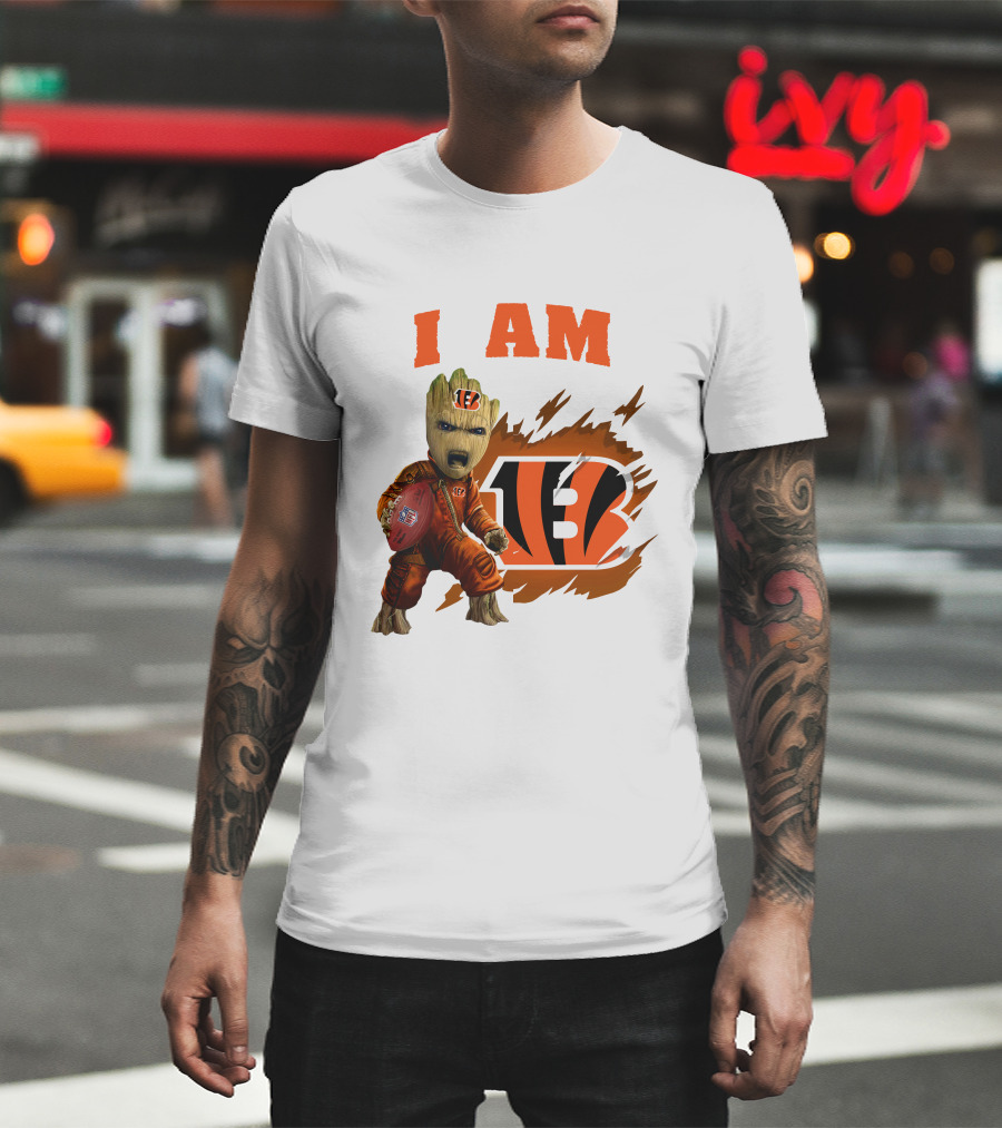 I Am Groot Bengals NFL Logo Football Character T-Shirt