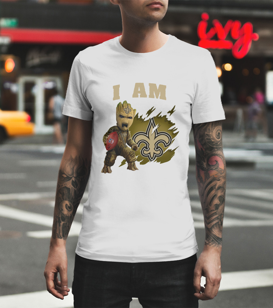 I Am Groot New Orleans Saints Football Fleur-de-lis T-Shirt