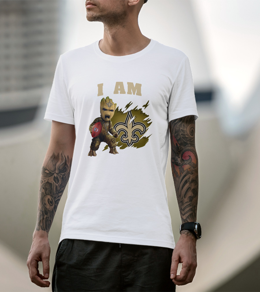 I Am Groot New Orleans Saints Football Fleur-de-lis T-Shirt