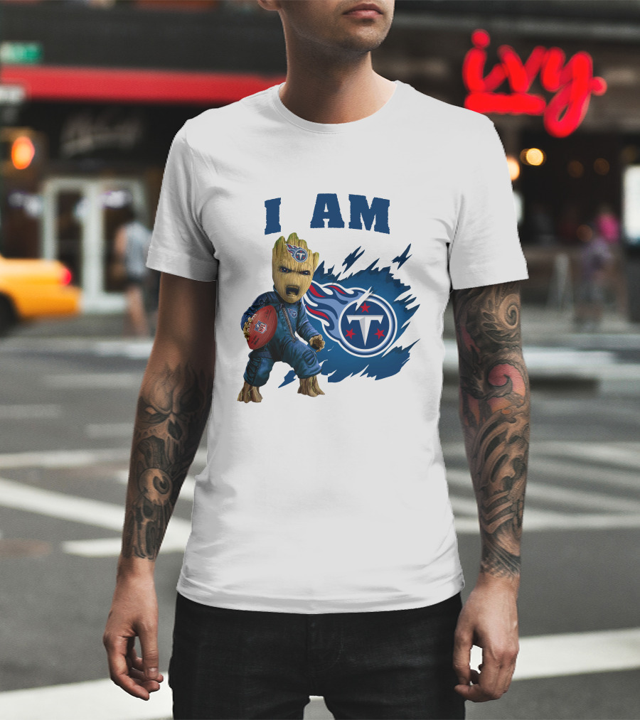 I Am Groot Titans Football Guardians Fan Crossover T-Shirt