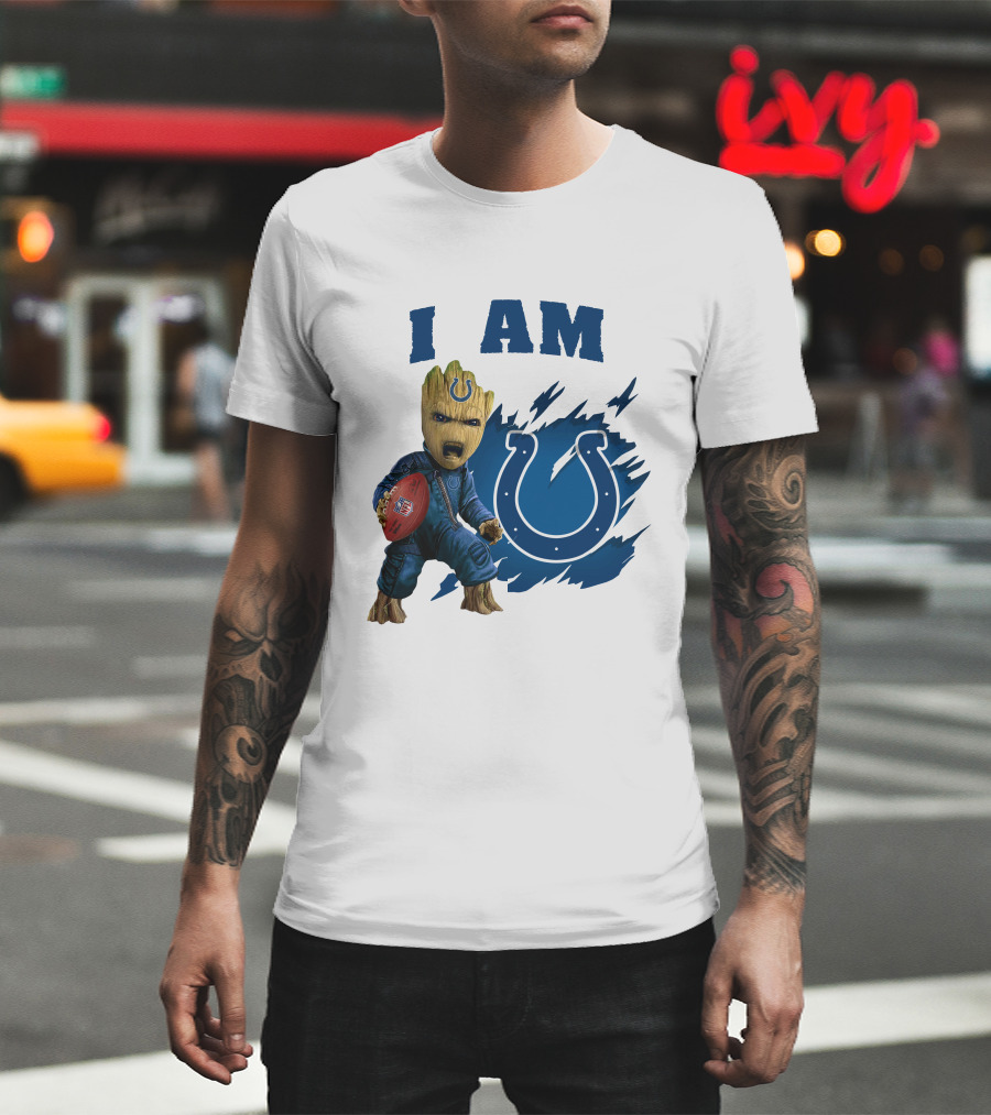 I Am Groot Indianapolis Colts Football Fan Fantasy Character T-Shirt